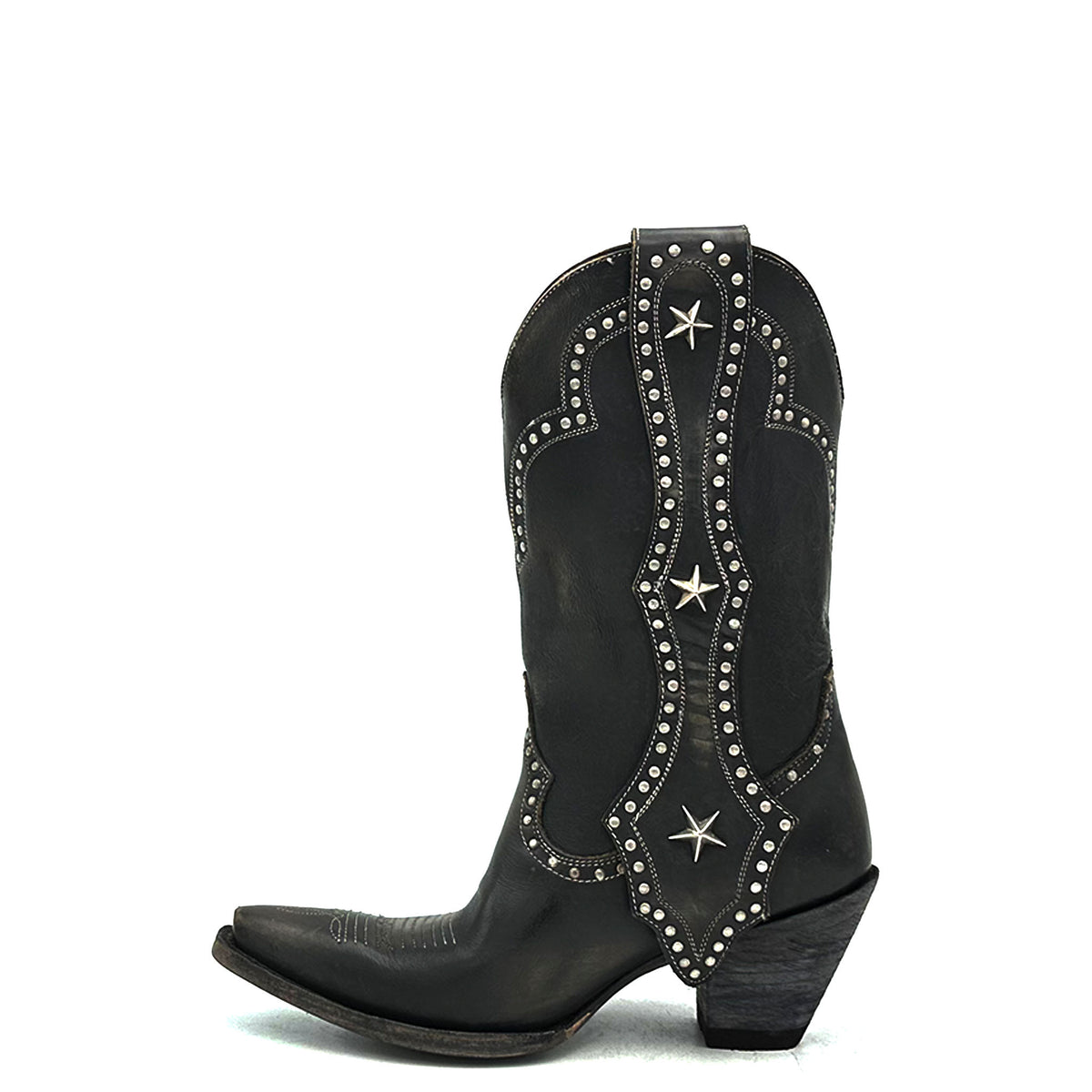 Women's Distressed Black Rock Star Cowboy Boots - Los Angeles – Boot ...