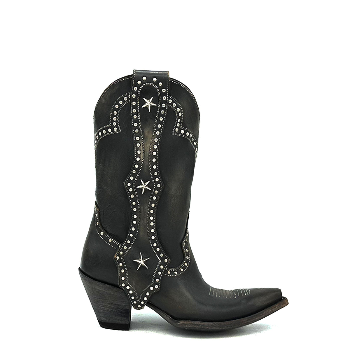 Women's Distressed Black Rock Star Cowboy Boots - Los Angeles – Boot ...