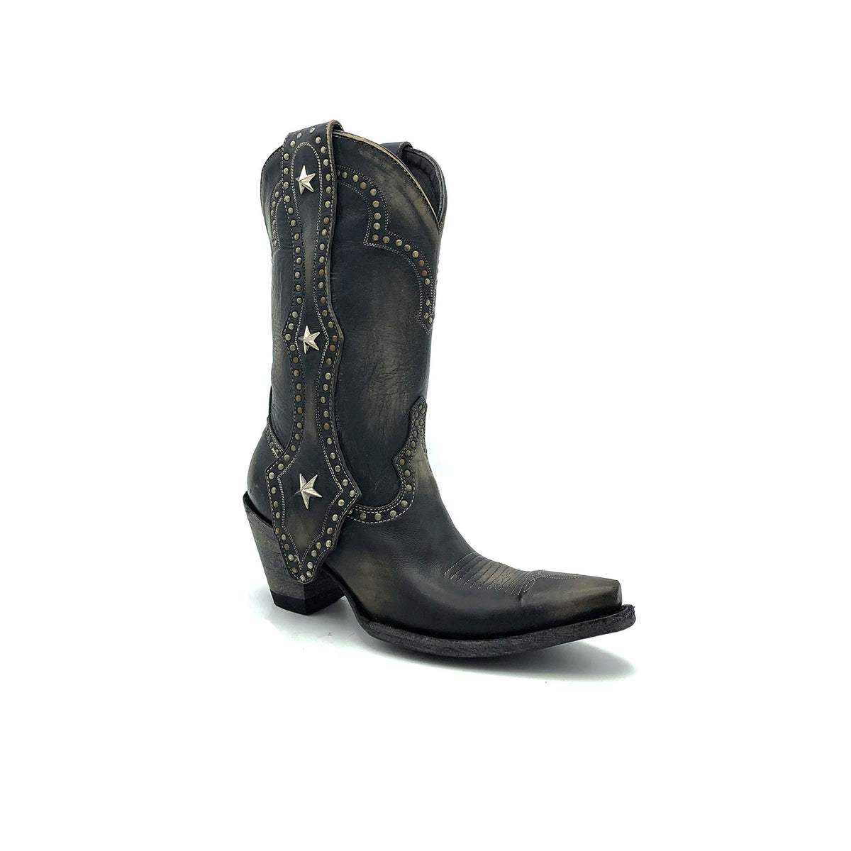 Women's Distressed Black Rock Star Cowboy Boots - Los Angeles – Boot ...